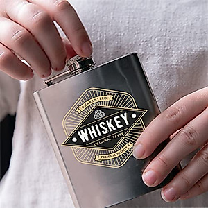 Personalized Printed 6oz Stainless Steel Flask with Screw Down Cap - Custom Promotional Items with your Logo - Bulk Company Small Business Party Favors