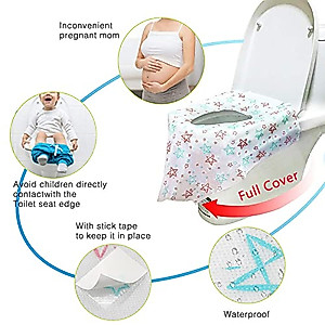 Homgaty 20 Pack Toilet Seat Covers Disposable, Extra Large XL Portable Potty Seat Covers for Kids and Toddler Potty Training or Home Travel Public Toilet Use(with Stick Tape,Individually Wrapped)