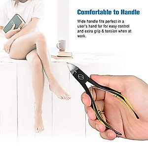 FERYES Toenail Clippers for Thick,Fungal or Ingrown Toenails - Large Handle Toenail Cutters, Podiatrist Recommended 4R13 Stainless Steel Nail Clippers - BLACK