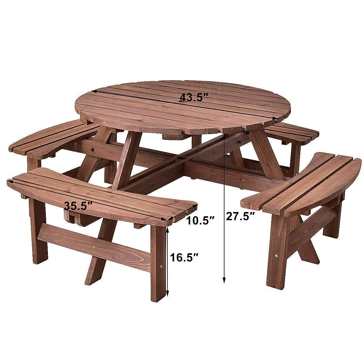 8 Seat Wood Picnic Table Beer Dining Seat Bench Set Pub Garden Yard