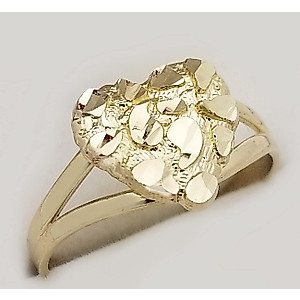 10k Gold Solid Nugget Ring Gold Heart Ring