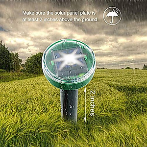 Senca 2-in-1 LED Solar Light Powered Sonic Mole Repellent: Ultrasonic Pest Repeller, Repel Mole, Gopher, Snake, Vole, Mouse for Outdoor Lawn Garden Yards Pest Control Rodent Repellent, Waterproof (6)