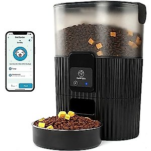 PAPIFEED Automatic Cat Feeders with APP: WiFi Pet Dry Food Dispenser Compatible with Alexa & Echo,Smart Timed Auto Cat Feeder with Anti-bite Power Cord for Cats, Dogs,Up to 10 Meals Per Day(15 Cup)