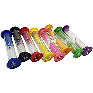 Inzopo 8Pcs Hourglass Sand Timer Sandglass Sand Clock Timer Game Timer Hourglass Timer Sand Clock Timer for Games Classroom Home Office, 10/15/ 30 Seconds & 1/2/ 3/5/ 10 Minutes