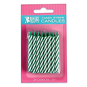 Oasis Supply Candy Stripe Birthday Candles, 2.5-Inch, Green