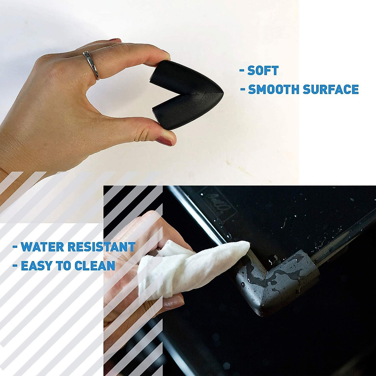 Furniture Edge and Corner Guards | 16.2ft +20.4ft Protective Foam Cushion |36ft Bumper 12 Adhesive Corners | Baby Child Proofing Set NonToxic and Safe for Table, Fireplace, Countertop | Black