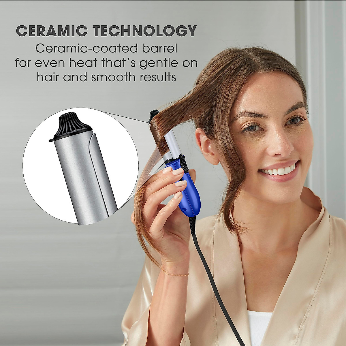 Conair Travel Curling Iron, Mini 1 Inch Ceramic Curling Iron in Blue by Travel Smart