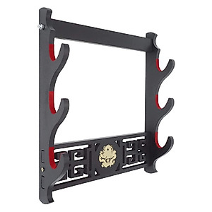 LUCKNIGHT Display Stand Wall- Mounted Sword Holder Display Stand Sword Rack with Felt Strips for Wakizashi Samurai Sword,3-Tier Sword Stand