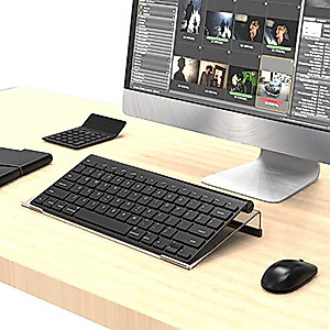 KOTEMON Mini Computer Keyboard Stand-11.8'' x 5.1''-Small Computer Keyboard Tray Acrylic Keyboard Holder for 78 Keys Universal Compact Keyboard, with Black Silicone Strip, Clear