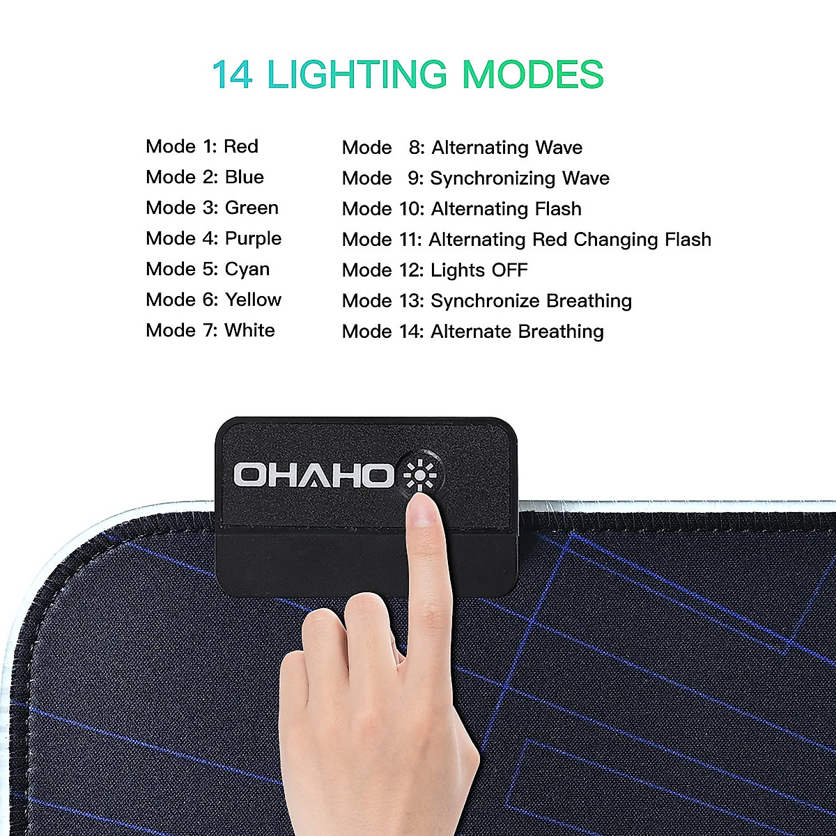 OHAHO RGB Gaming Mouse Pad Large, Over Sized Glowing LED Extended Mouse pad, Non-Slip Rubber Base Computer Keyboard Mouse Mat (Blue 31.5" x 11.8")