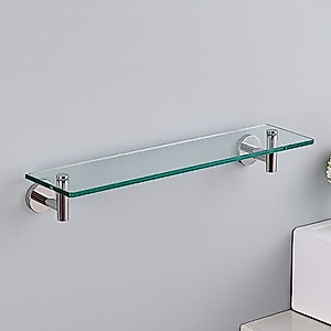 KES Glass Shelf Bathroom Rectangular Shelf 20-Inch with 8 MM-Thick Tempered Glass Rustproof Metal Bracket Wall Mount Brushed Finish, A2021-2