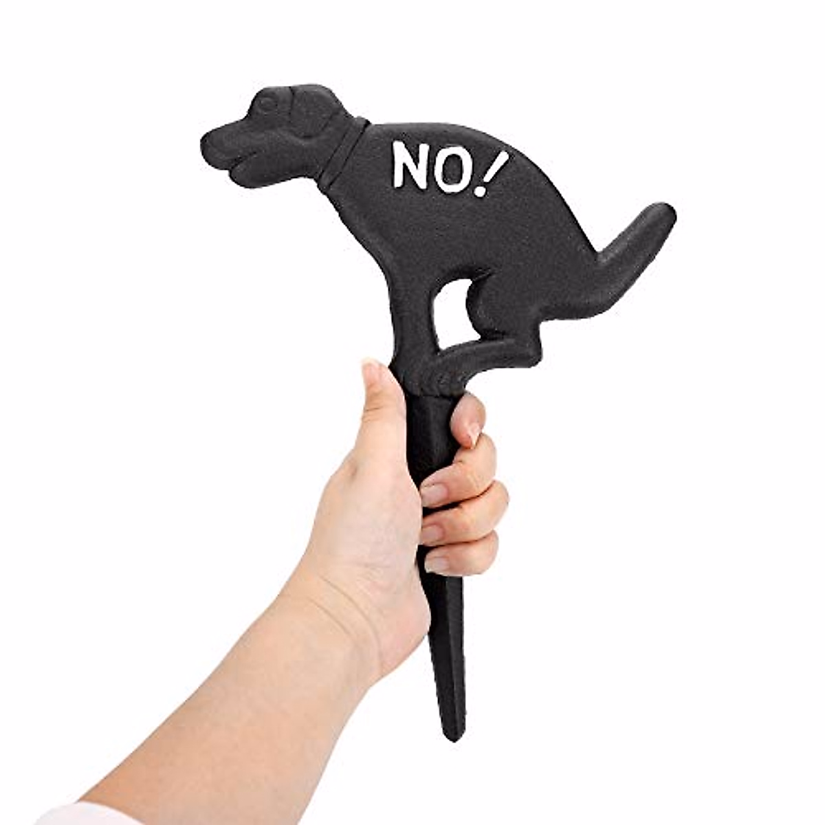 JUXYES Pack of 2 Cast Iron No Pooping Yard Sign Stake, No Dog Allowed Poop Spike Garden Hose Guides Decorative Stake for Garden Lawn Yard