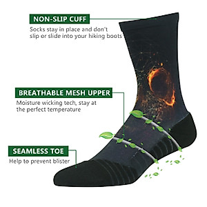 HUSO Galaxy Print Comfortable Moisture Wicking Dress Atheletic Mid Calf Hiking Socks 4 Pairs for Men Women (Multicolor, L/XL)