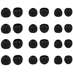 ALXCD Ear Tips for in-Ear Headphones, S/M/L Sizes 12 Pairs Soft Silicone Earbuds Tips Eartips with 3.8mm Connector Hole, Fit Most in-Ear Earbuds(Inner Hole 3.8mm -4.8mm) 12 Pairs, Black, S/M/L
