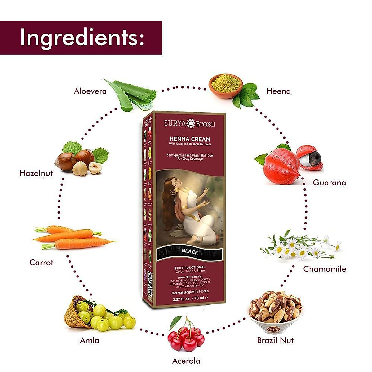 Surya Brasil Henna Cream, Black 2.37 oz