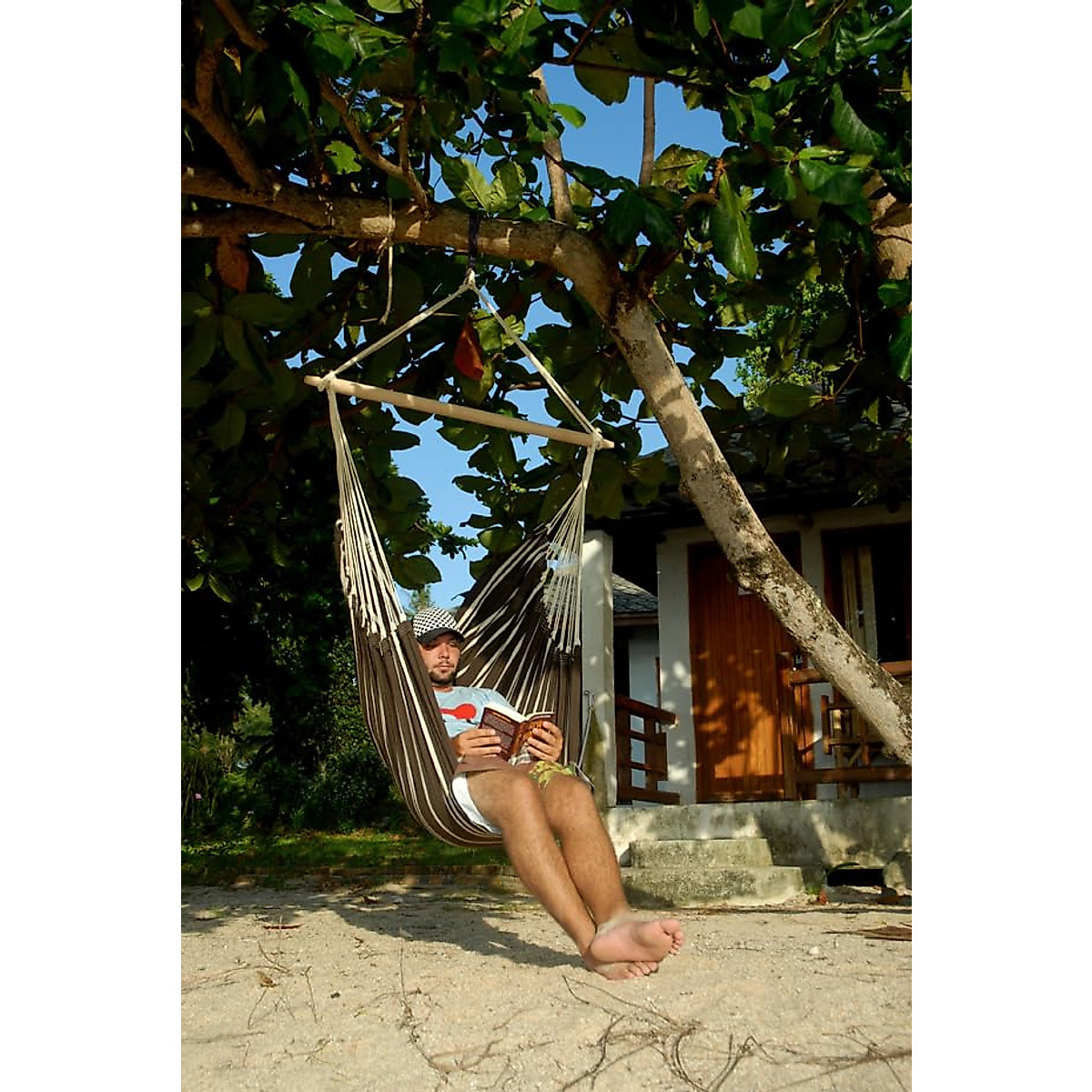 Amazonas Brasil Hammock Swing Chair | Indoor & Outdoor Hammock with Spreader Bar for Patio, Porch, Bedroom or Backyard | Luxury Swing Hammock Chair | Handwoven in Brasil | Max 330 lbs, Mocca