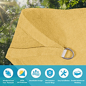 Amagenix Sun Shade Sail 12'X12' Curved Edge Outdoor Shade Canopy Sand Breathable 95% UV Block Shade Cloth for Patio Garden Backyard (We Make Custom Size)