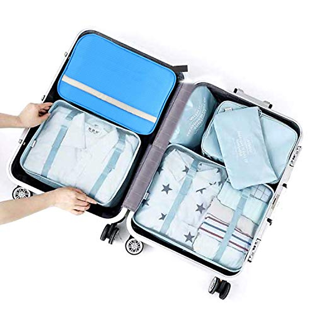 Relavel Cosmetic Pouch Toiletry Bags Travel Business Handbag Waterproof Compact Hanging Personal Care Hygiene Purse (Blue)