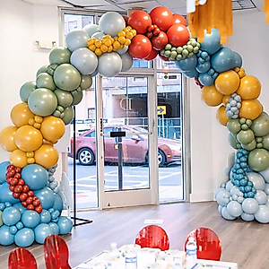 MOMOSHERO 165Pcs Red Blue Yellow Green Balloon Arch Garland Kit,with Star Foil Balloon Double Stuffed Red Blue Balloons for Super Bro Carnival Themed Birthday Party Decorations Video Game Baby Shower