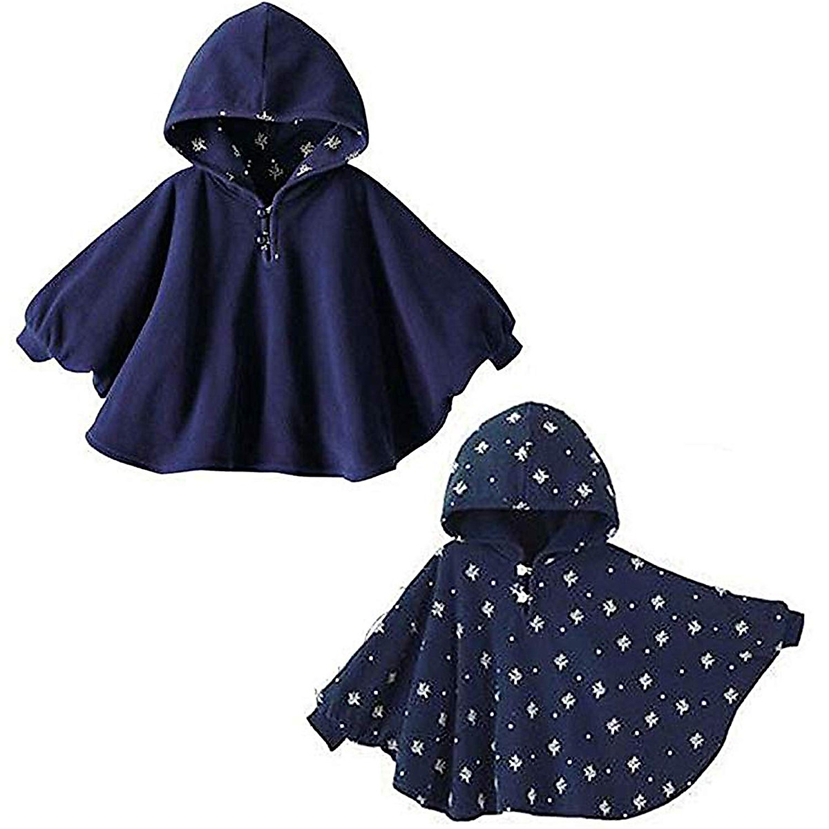 TSWRK Baby's Double-side Wear Cape Coat Snowsuit Warm Poncho for Girls Boys Toddlers(0-3Years) (DeepBlue, Medium(1-3Year))