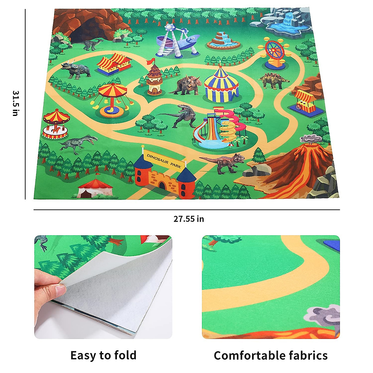 CUTE STONE Dinosaur Truck, Dinosaur Transport Car Carrier Truck with Dinosaur Toys, Friction Powered Cars, Activity Playmat, Dino Car Playset Toys for Kids Boys Grils