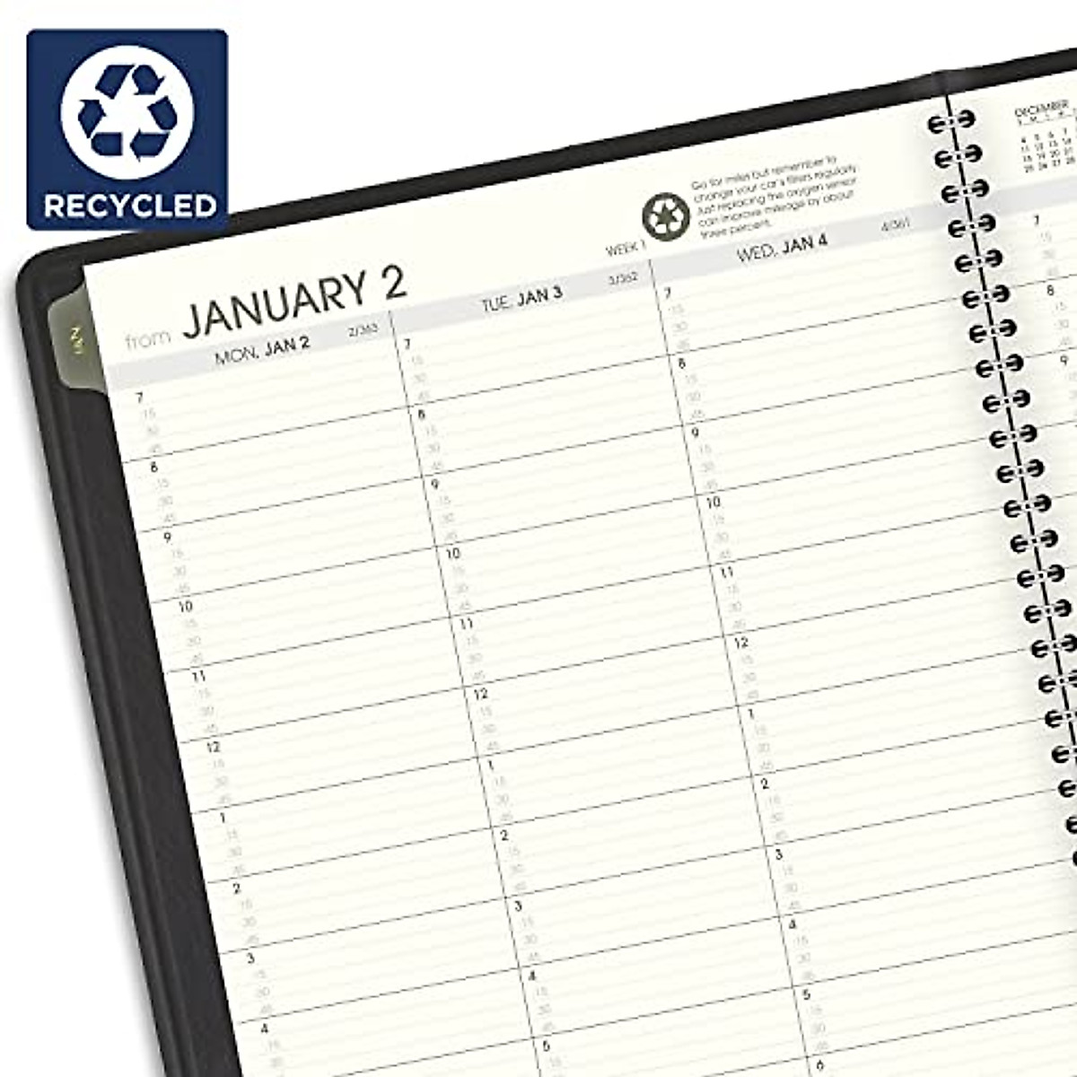 AT-A-GLANCE 2023 Weekly & Monthly Planner, Quarter-Hourly Appointment Book, 8-1/4" x 11", Large, Recycled, Black (70950G05)
