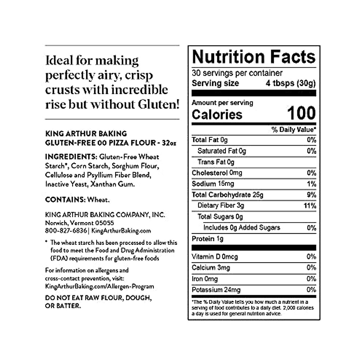 King Arthur 00 Pizza Flour, Gluten Free, 32 OZ