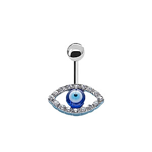 COLORFUL BLING 316L Surgical Steel Cubic Zircon Evil Eye Goth Belly Button Ring Angel Wings Curved Barbells Navel Eyebrow Rings Labret Lip Sexy Piercing Jewelry-simple