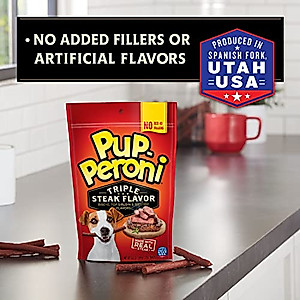 Pup-Peroni Dog Treats, Triple Steak Flavor, 5.6 Ounce (Pack of 8), Ribeye, Top Sirloin, NY Strip Flavors