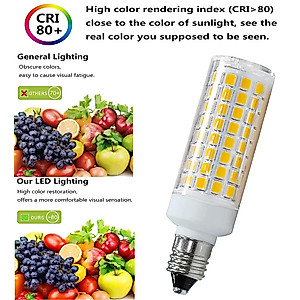 HAOGUAIS 6-Pack LED E11 Bulbs, E11 Mini Candelabra Base, Warm White 3000K 75W Halogen Equivalent, 120V 7W JD T3 T4 Corn Bulb Indoor Lighting