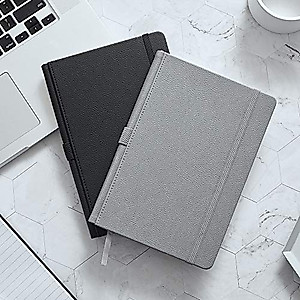 2 Pack Dotted Notebook Journal, Dot Grid Notebook and Journal Hardcover Thick Paper A5 with Inner Pocket, 96 Sheets/192 Pages per Notebook, 5.8“×8.2” Inch (Black, Dotted)