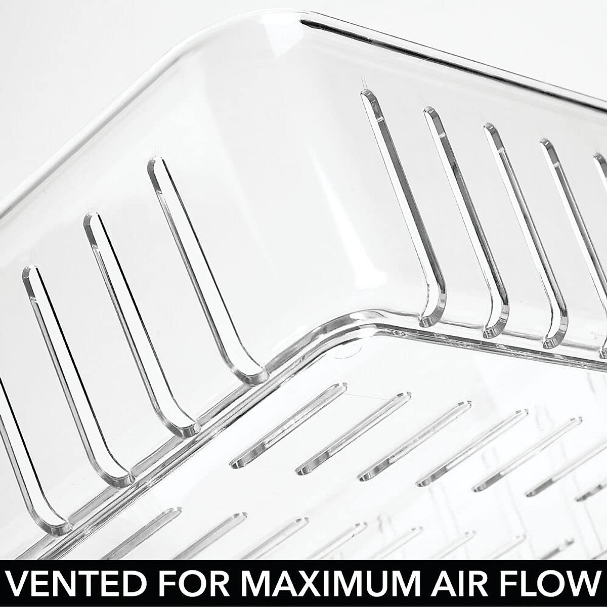 mDesign Plastic Kitchen Refrigerator Produce Storage Organizer Bin with Open Vents for Air Circulation - Food Container for Fruit, Vegetables, Lettuce, Cheese, Fresh Herbs, Snacks - Set of 2 - Clear