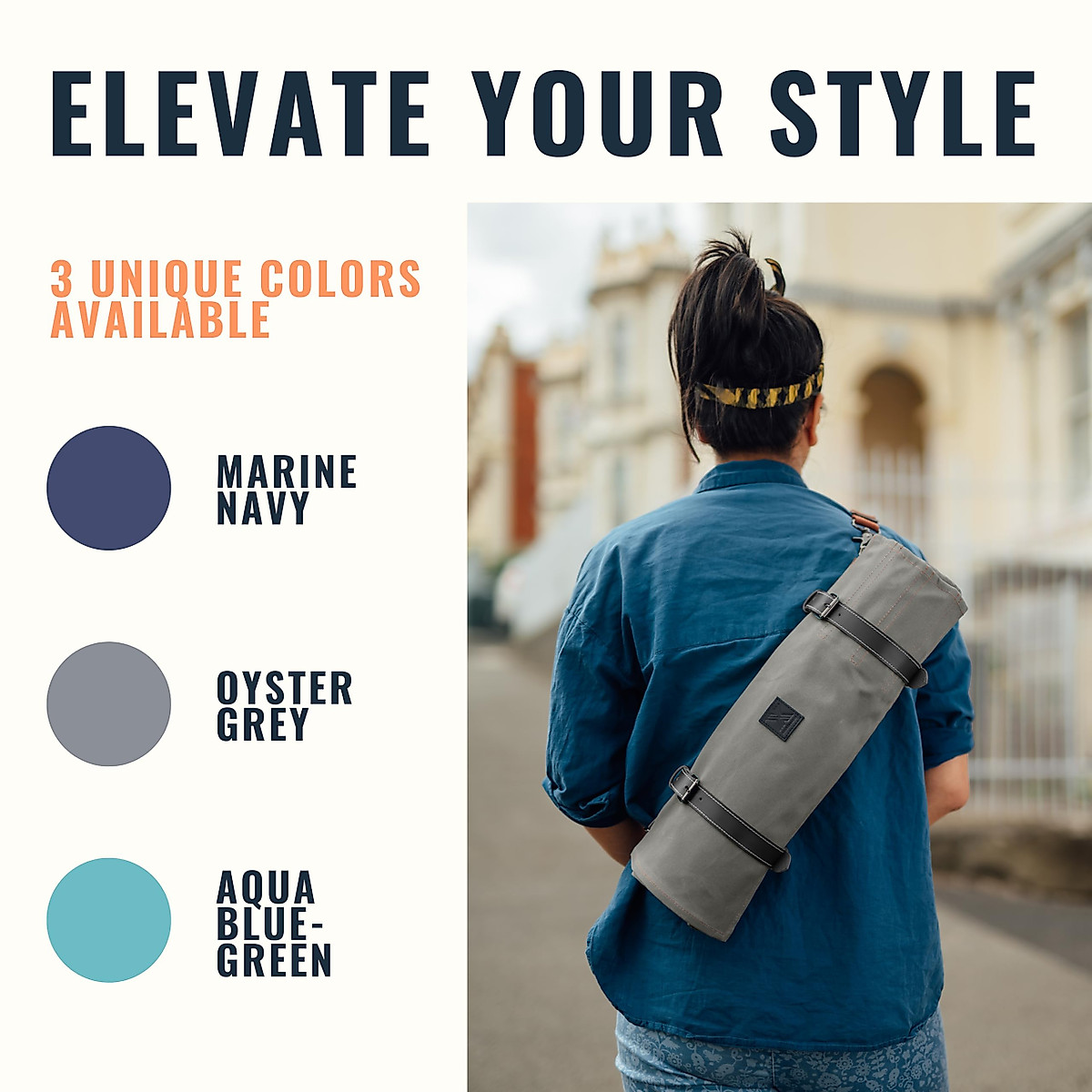 Sunday X Best Heavy Duty Waxed Canvas Chef Knife Roll Bag - Holds & Protects up to 12 Knives - Zipper Pocket for Utensil Storage - Perfect Knife Bag for Chefs on the Go (Stone Grey)