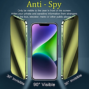 Heromiracle Compatible with iPhone 14 Plus / 13 Pro Max Screen Protector Privacy Anti-Spy Mirror Tempered Glass Colorful Anti Bluelight Film Anti-Scratch HD Clear 6.7 Inch 2 Pack (Gold)