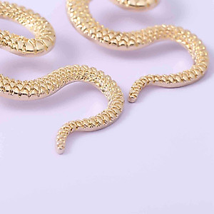 Olbye Snake Studs Earrings Gold Long Dangle Serpent Earrings Minimalist Earrings Special Jewelry for Halloween Women and Girls (Gold)