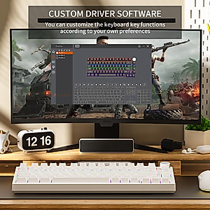 Newmen GM326 75% Percent Mechanical Keyboard,Wired Mini Backlit Hot Swappable Gaming Mechanical Keyboard with Knob,82 Keys Anti-Ghosting Compact White Gaming Keyboard for PC Win Mac,Red Switch