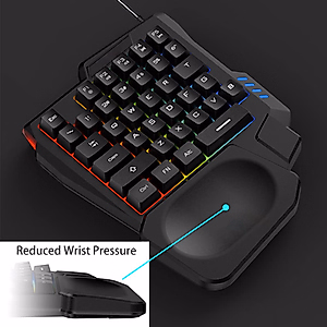 Archuu One-Handed Mechanical Gaming Keyboard,35 Keys Waterproof Professional Gaming Keypad,with 3 Color Backlight, Single Handed Keyboard for Computer Mobile Games