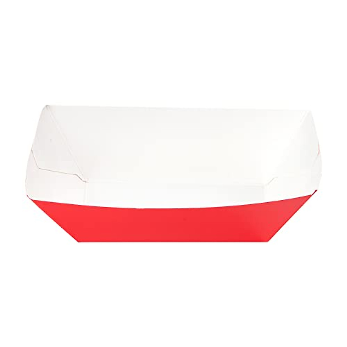 Restaurantware Bio Tek 3.3 x 2 x 1.5 Inch Food Boats, 50 Disposable Food Trays - Portable, Versatile, Red Paper Popcorn Boats, For Snacks, Appetizers, Or Treats, Use At Parties Or Carnivals