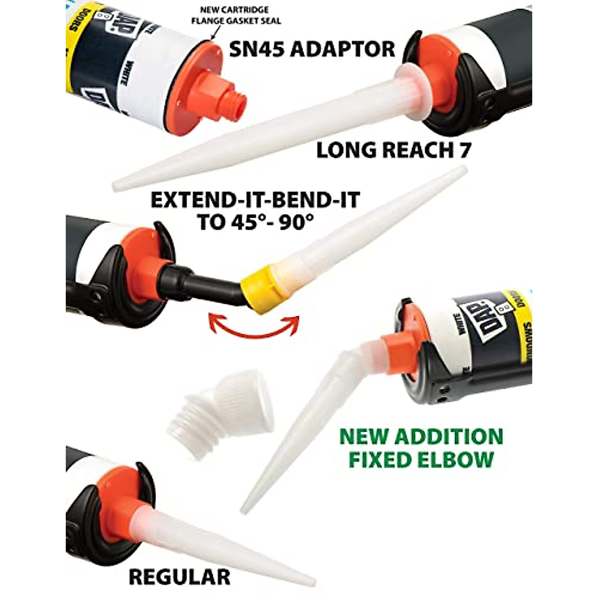 SUPER NOZZLE 45 Adjustable Caulk Gun Nozzle Extender (Pro Kit)