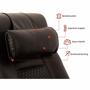 Octane Seating Recliner Headrest Pillow Neck Support - Bonded Black Leather