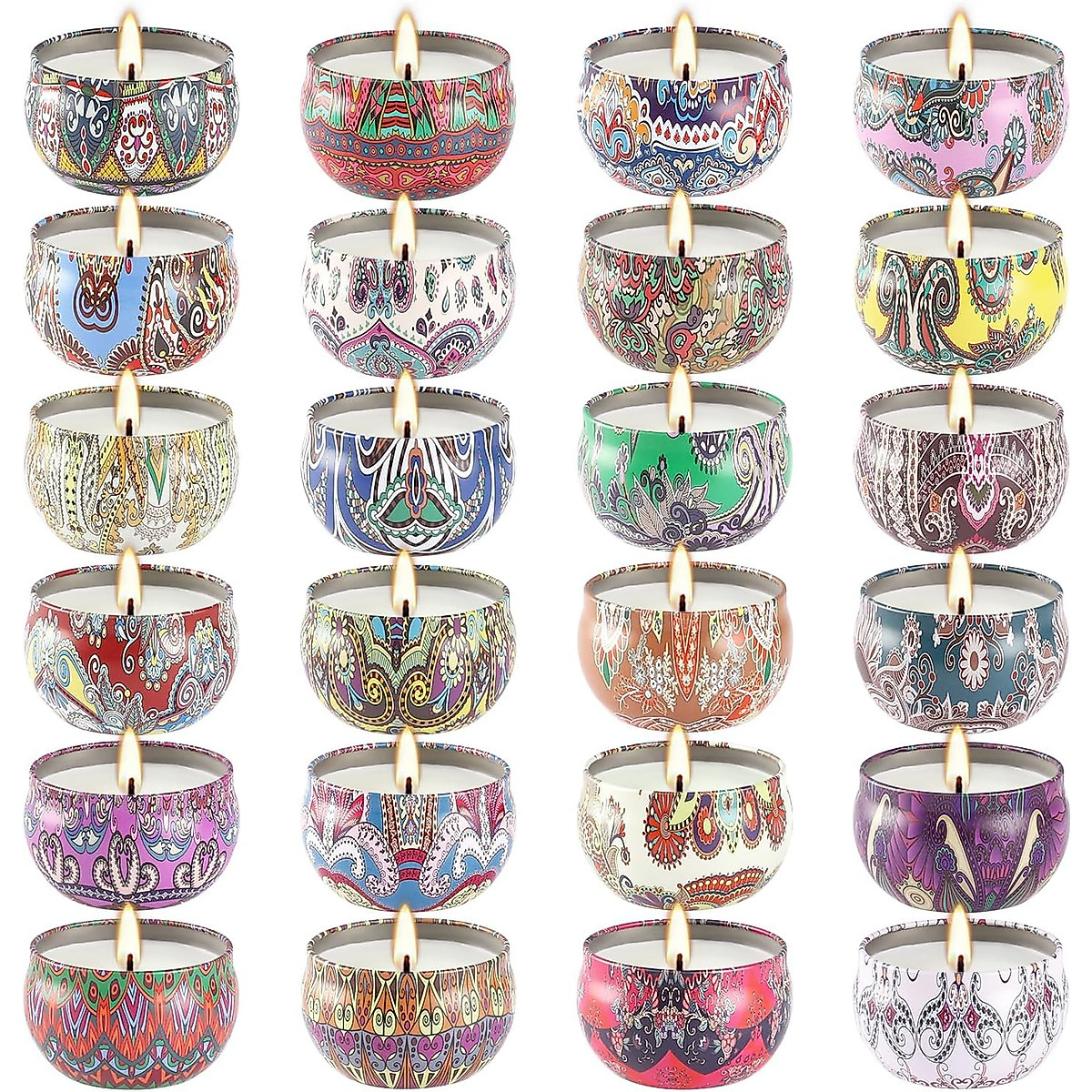 12Pack Cartoon Scented Candles Gift Set 2.5oz Strong Fragrance Aromatherapy Candles Natural Soy Wax Candles Portable Travel Tin Jar Candles Gifts for Home Scented Decoration,Valentine'sDay Mother'Day