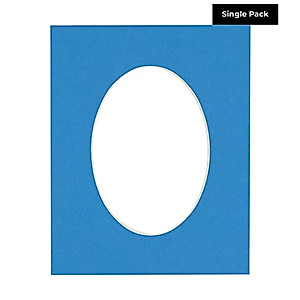 11.7x16.5 Mat Bevel Cut for 11x13.5 Photos - Precut Bay Blue Oval Shaped Photo Mat Board Opening - Acid Free Matte to Protect Your Pictures - Bevel Cut for Family Photos, Pack of 1 Matboard Show Kit