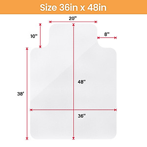 Yecaye Desk Chair Mat for Hardwood Floor, 48"×36" Office Chair Mat, PVC Computer Chair Mat, Floor Protector for Rolling Chair, Only for Hard Floor