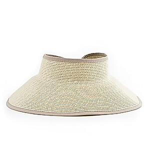 San Diego Hat Company Signature Women's Ultrabraid Large Brim Visor with Ribbon Binding & Sweatband, Sun Hats for Women, Multi Natural