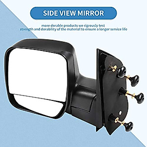 ECCPP Driver Side Mirrors, Left Rear View Mirrors fit 2003-2013 For Ford E-150 E-250 2004-2013 For Ford E-350 E-450 Super Duty E-450 Econoline Black Manual Folding