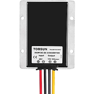 BZONE DC 48V Step Down to DC 12V 30A 360W Voltage Reducer Converter Golf Cart Voltage Regulator Waterproof for Golf Cart