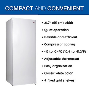Koolatron Small Upright Freezer 5.3 Cu Ft Compact Mini Freezer Stand Up Freezer Space-Saving Deep Freezer Manual Defrost Reversible Door Perfect for Home Apartment Condo Cottage