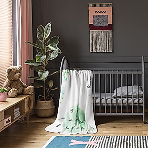 two little dinos Baby Monthly Milestone Blanket for Boy or Girl - Unisex Gender Neutral Age Blanket Growth Chart by Weeks or Months with Markers - Newborn Milestone Photography - First Year 0 to 12