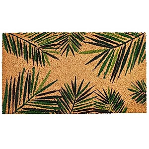 Juvale Tropical Welcome Mat for Outdoor Entrance, Coco Coir Palm Leaf Plant Doormat for Front Porch, Patio (30 x 17 in)