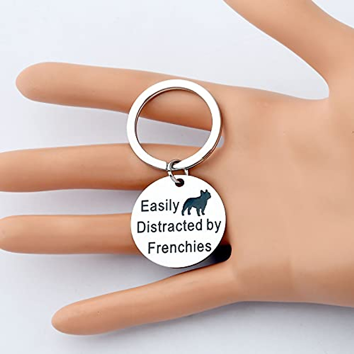 French Bulldog Gifts Easily Distracted by Frenchies Keychain Frenchie Gift for Dog Lovers Dog Owners (Distracted by Frenchies K)
